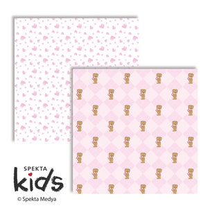 Pink Teddy Bear Theme, Seamless Digital Paper - Etsy