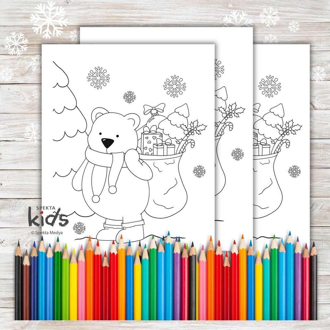 Teddy Bear Christmas Coloring Page, Christmas Tree Coloring for Kids ...