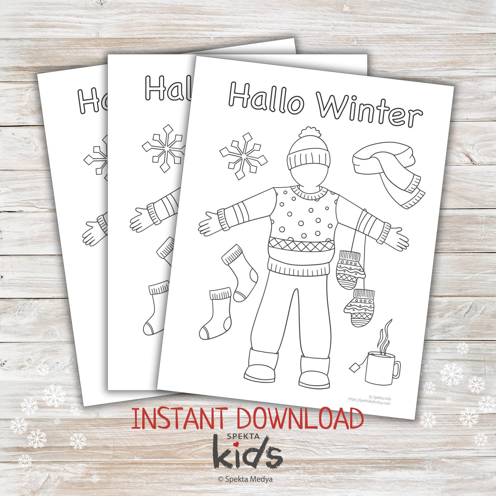 Winter Clothes Coloring Sheet - Perfect for Holiday Creativity and ...