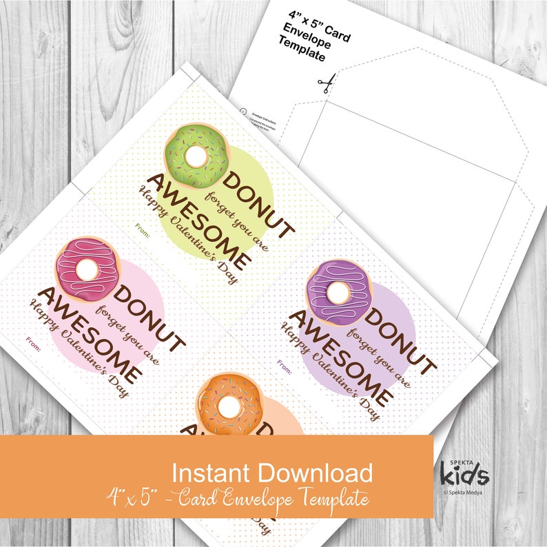 Printable Donut Valentine Cards for Kids, Donut Valentine Set, Donut ...