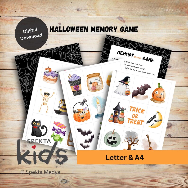 Fun Halloween Spooky Memory Game Printable for Kids, Educational ...