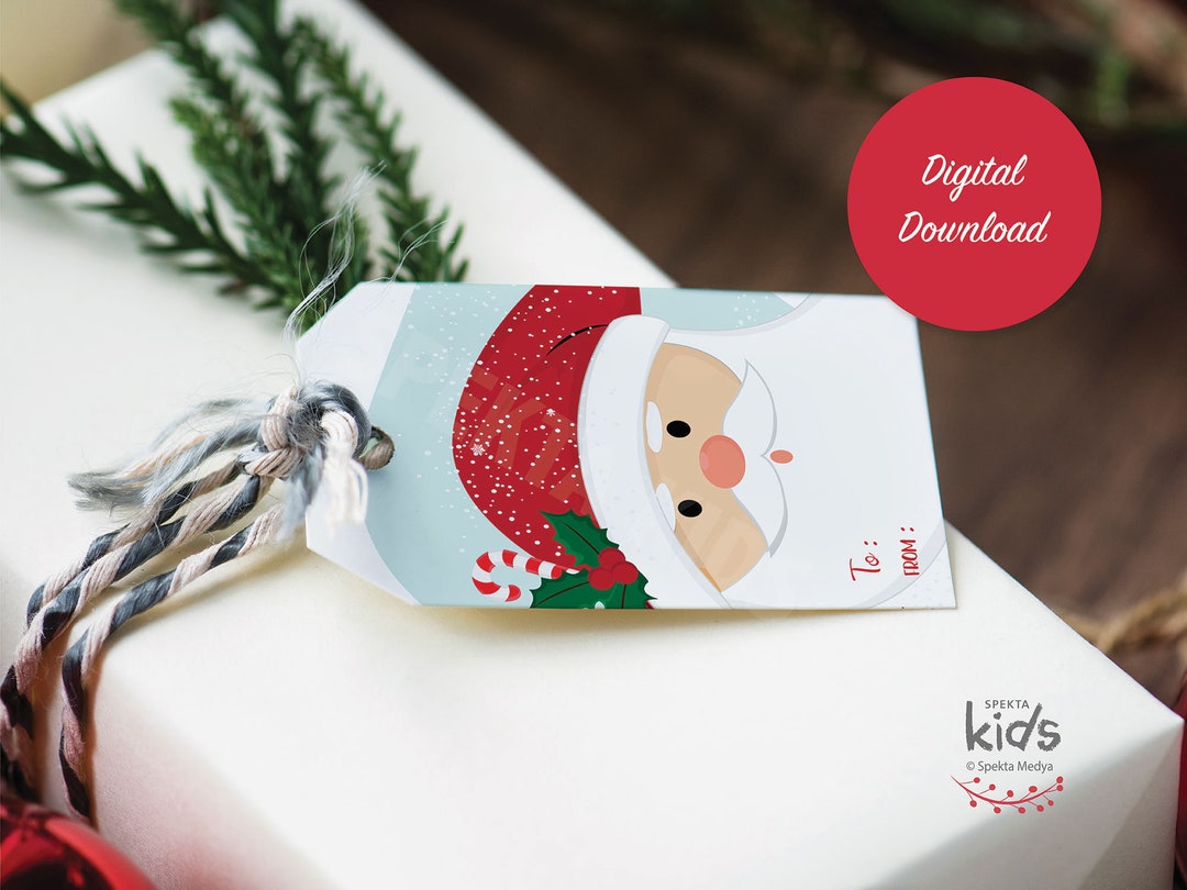 Cute Santa Christmas Tags, Instant Download PDF, Holiday Treat Tags - Etsy