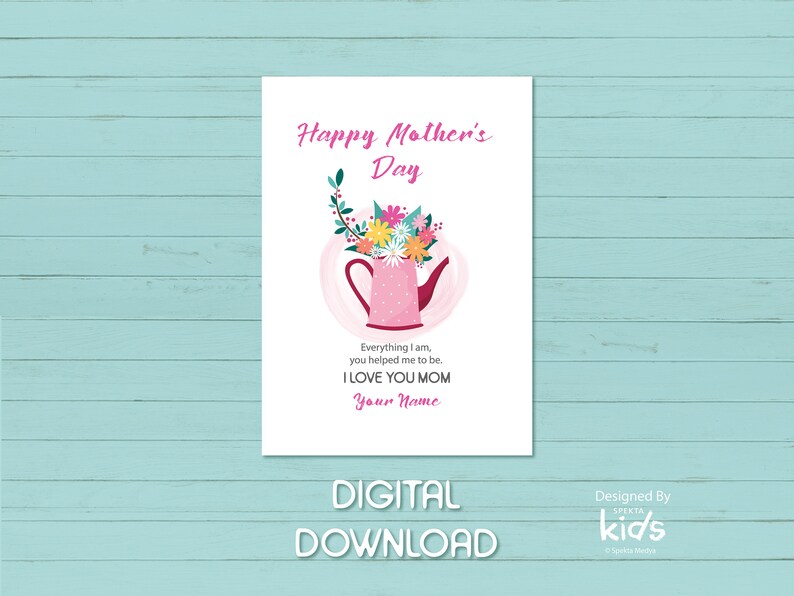 Printable Mother's Day Card, Watering Can Flowers (digital Download) - Etsy