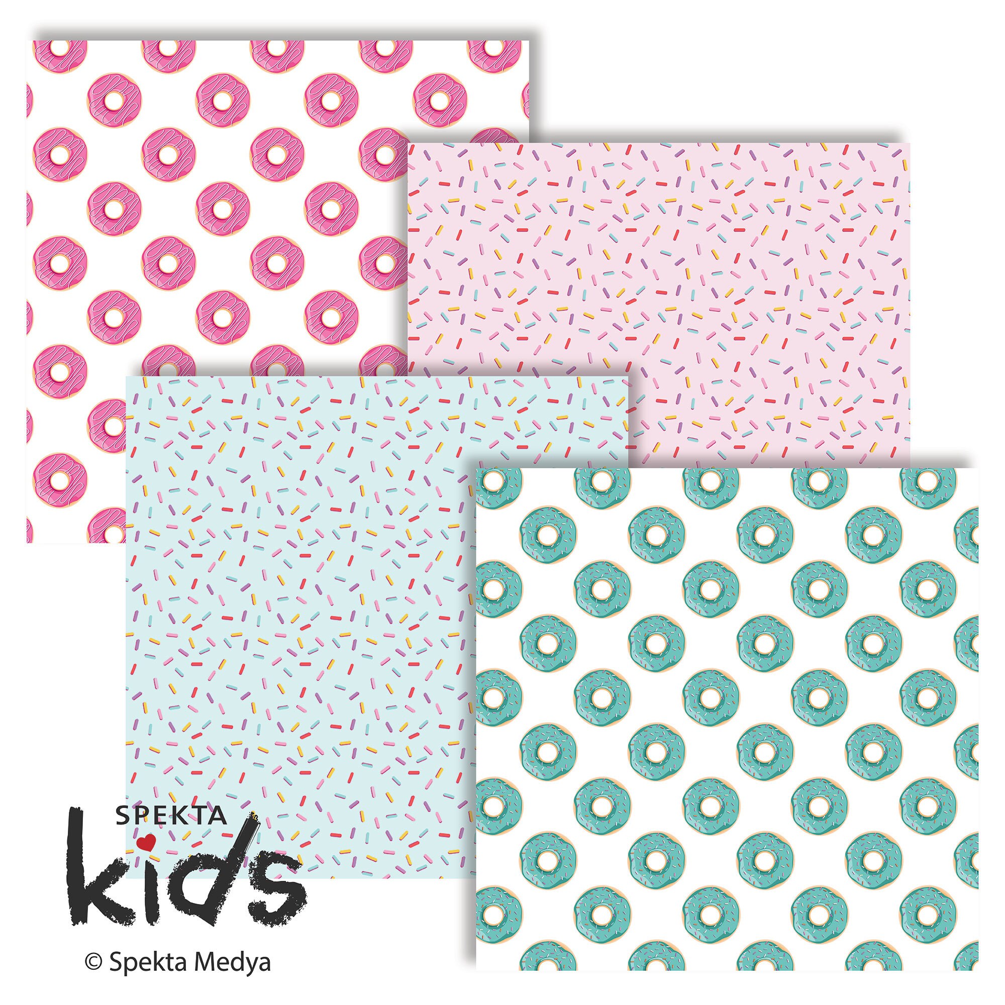 Donut Seamless Digital Papers for Scrapbooking, 16 Doughnut Party ...