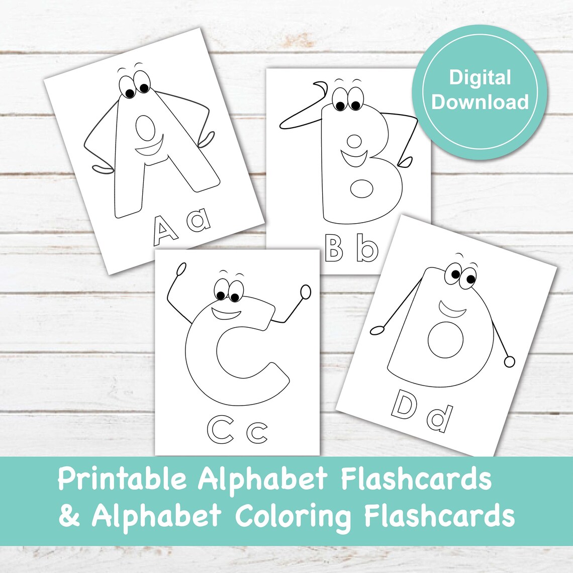 Printable Alphabet Flashcards Printable Alphabet Coloring - Etsy