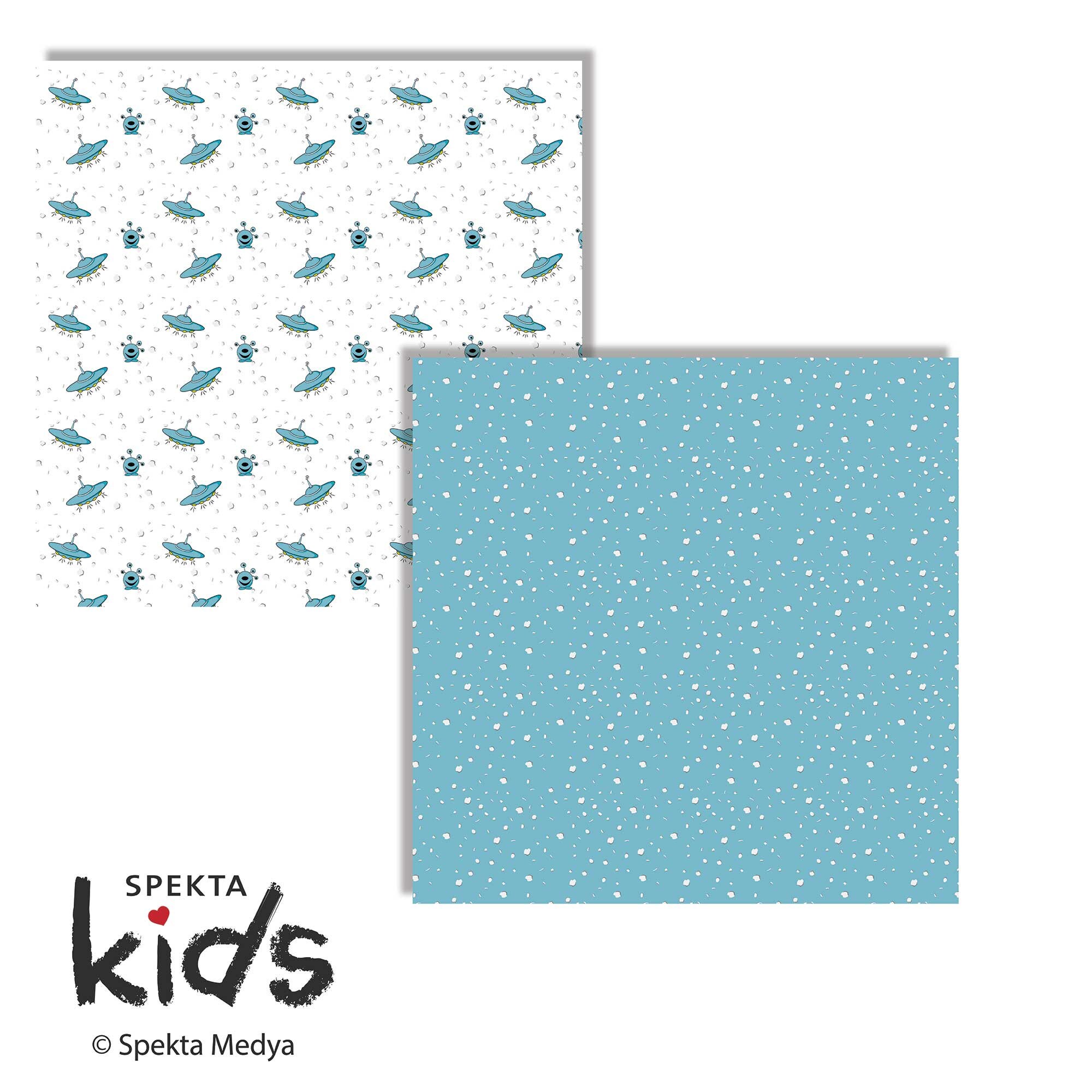 Cute Alien Digital Paper Pack , Seamless Digital Scrapbook With Baby ...