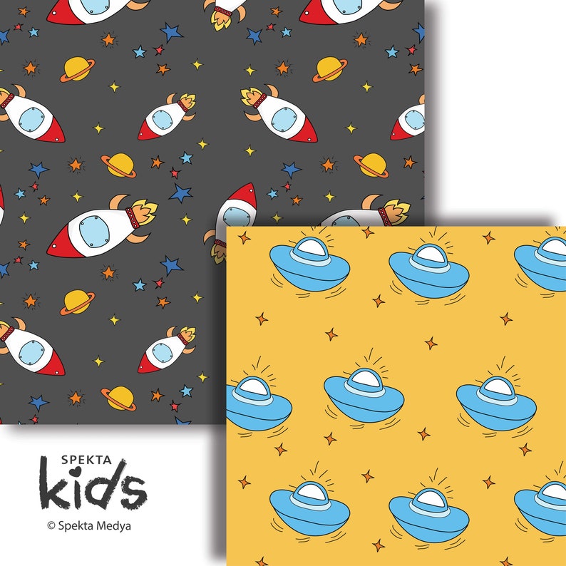 Space Digital Paper Pack , Seamless Digital Scrapbook With Astronaut ...