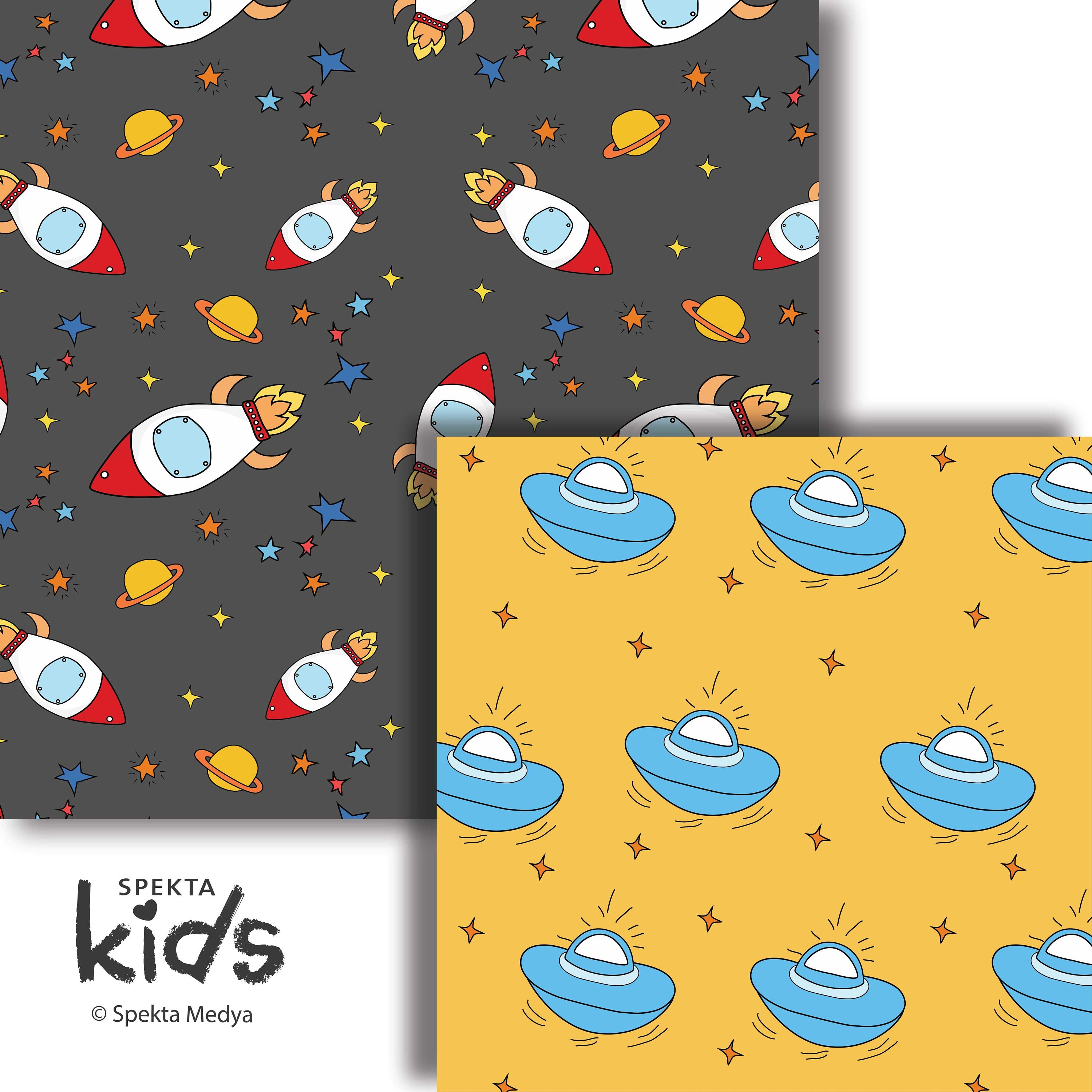 Space Digital Paper Pack , Seamless Digital Scrapbook With Astronaut ...