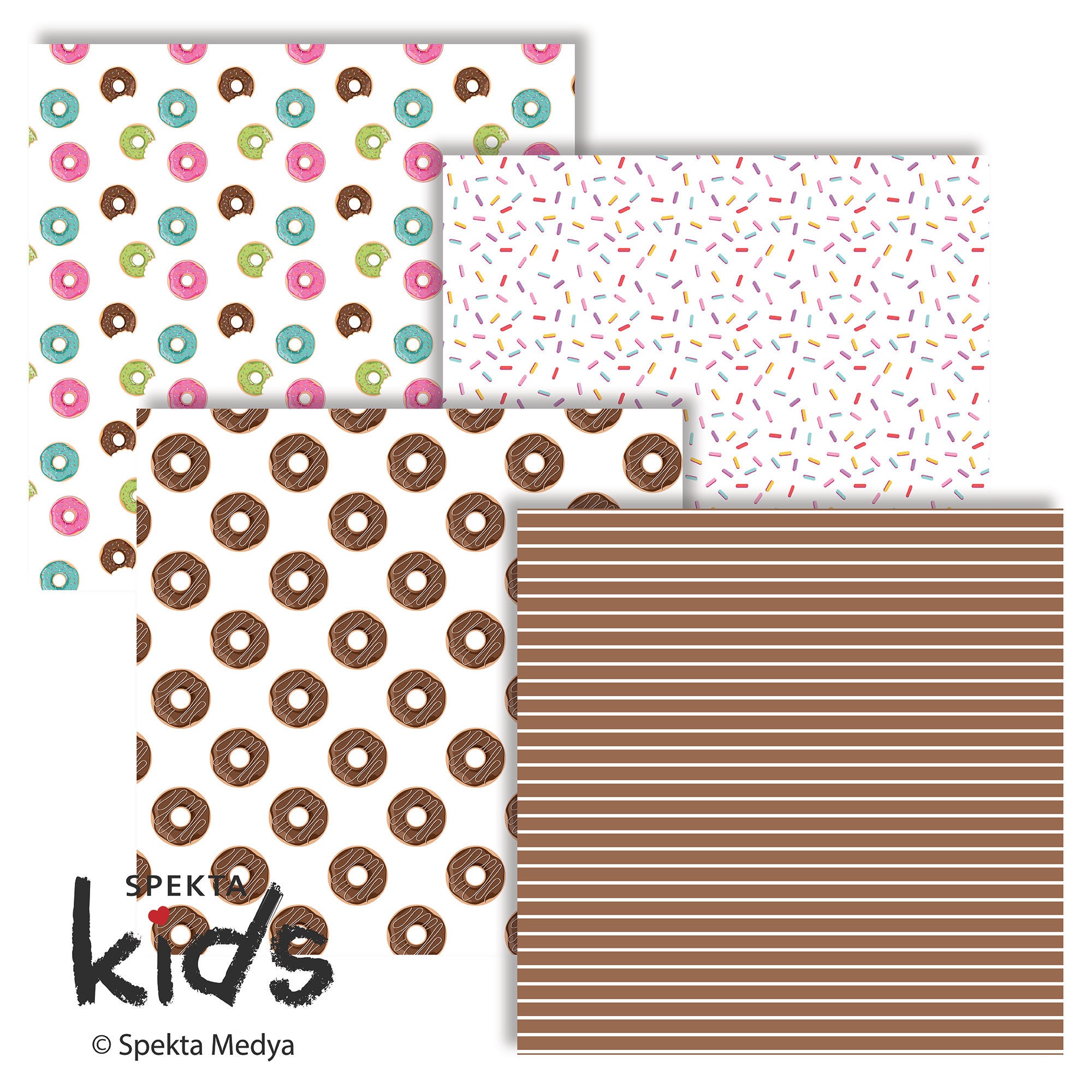 Donut Seamless Digital Papers for Scrapbooking, 16 Doughnut Party ...