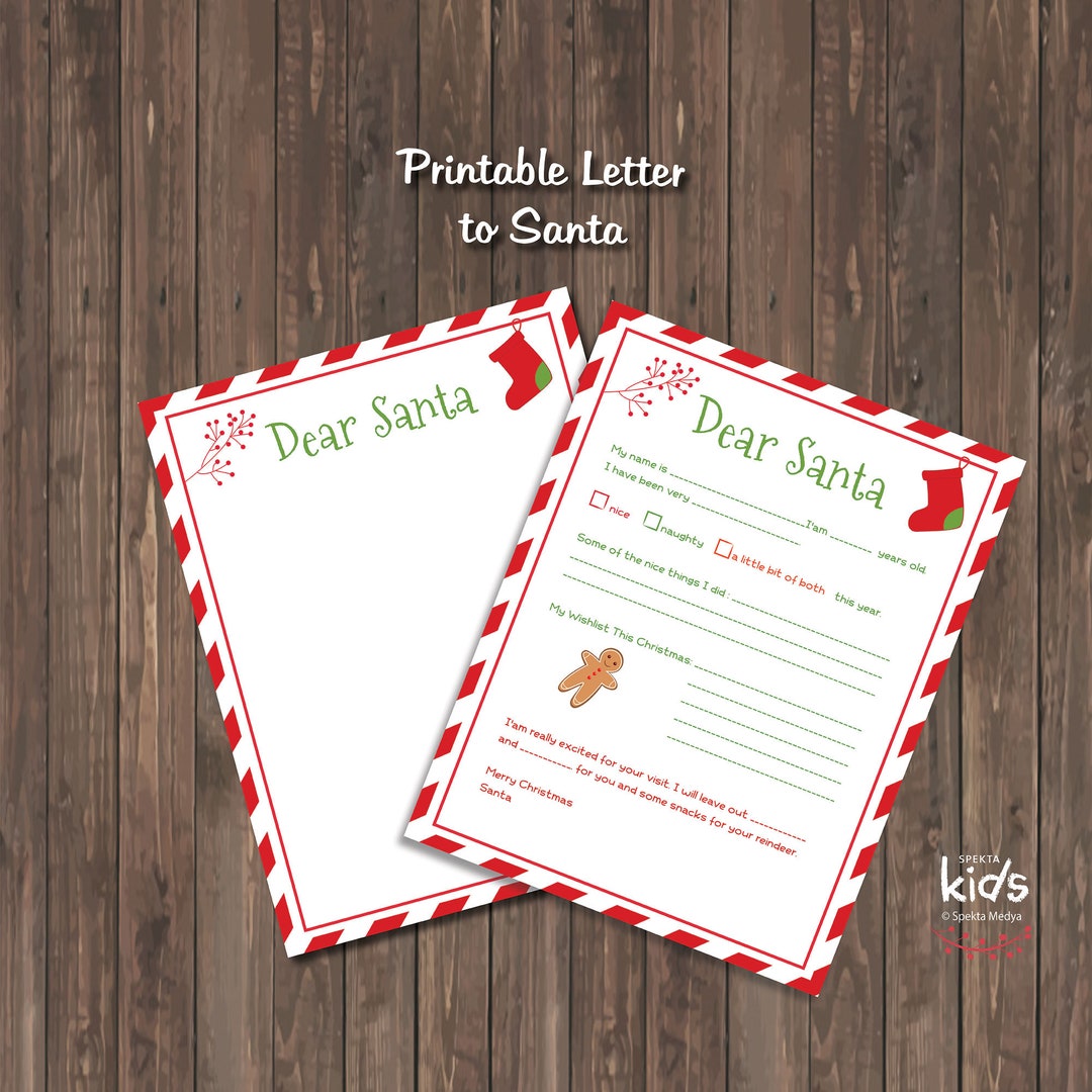 Printable Dear Santa Letter Templates, Cute Letter to Santa Claus ...