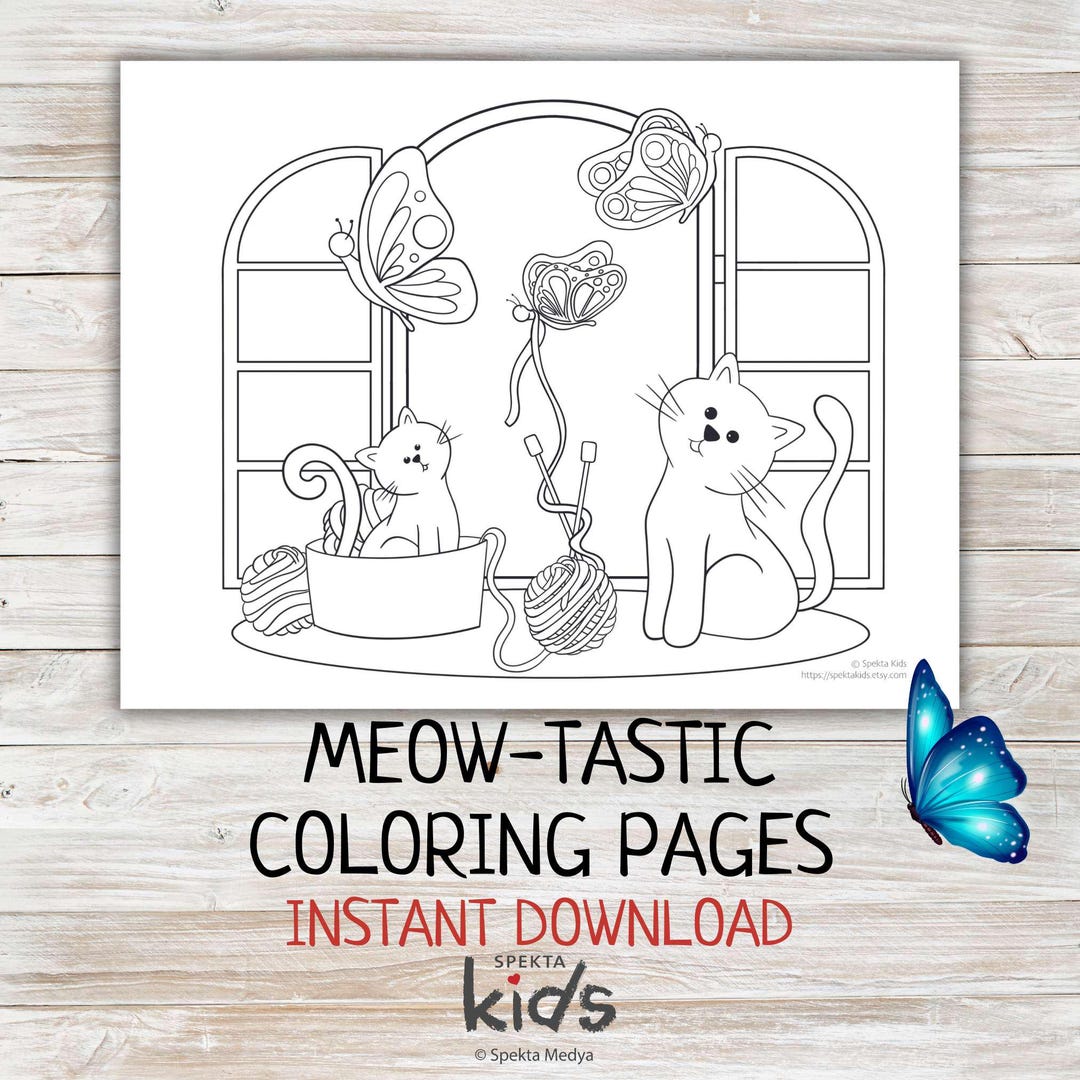 Meow-tastic Coloring Pages for Kids Instant Download - Etsy