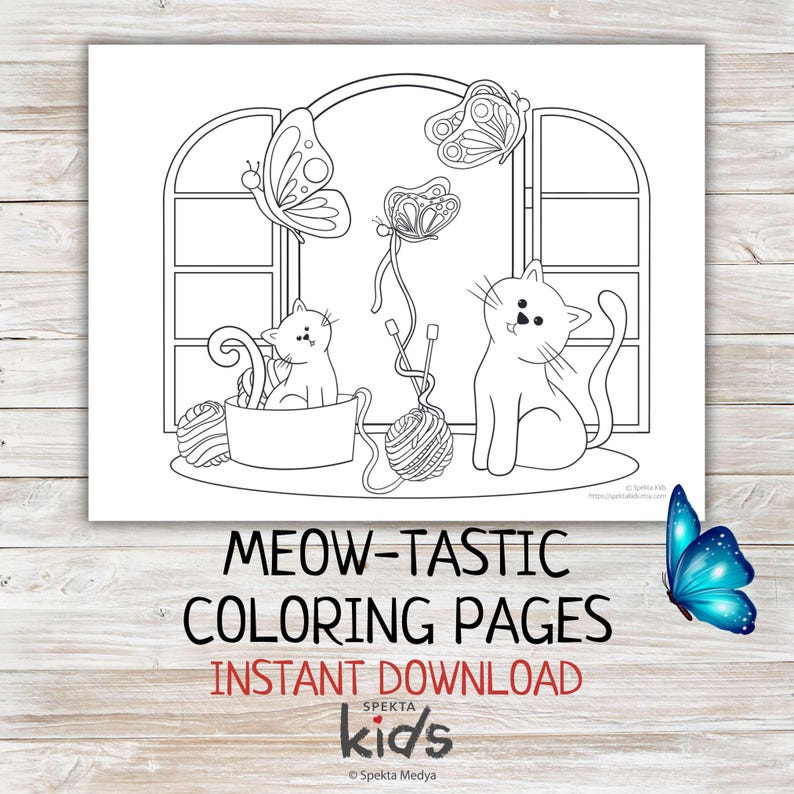 Meow-tastic Coloring Pages for Kids Instant Download - Etsy