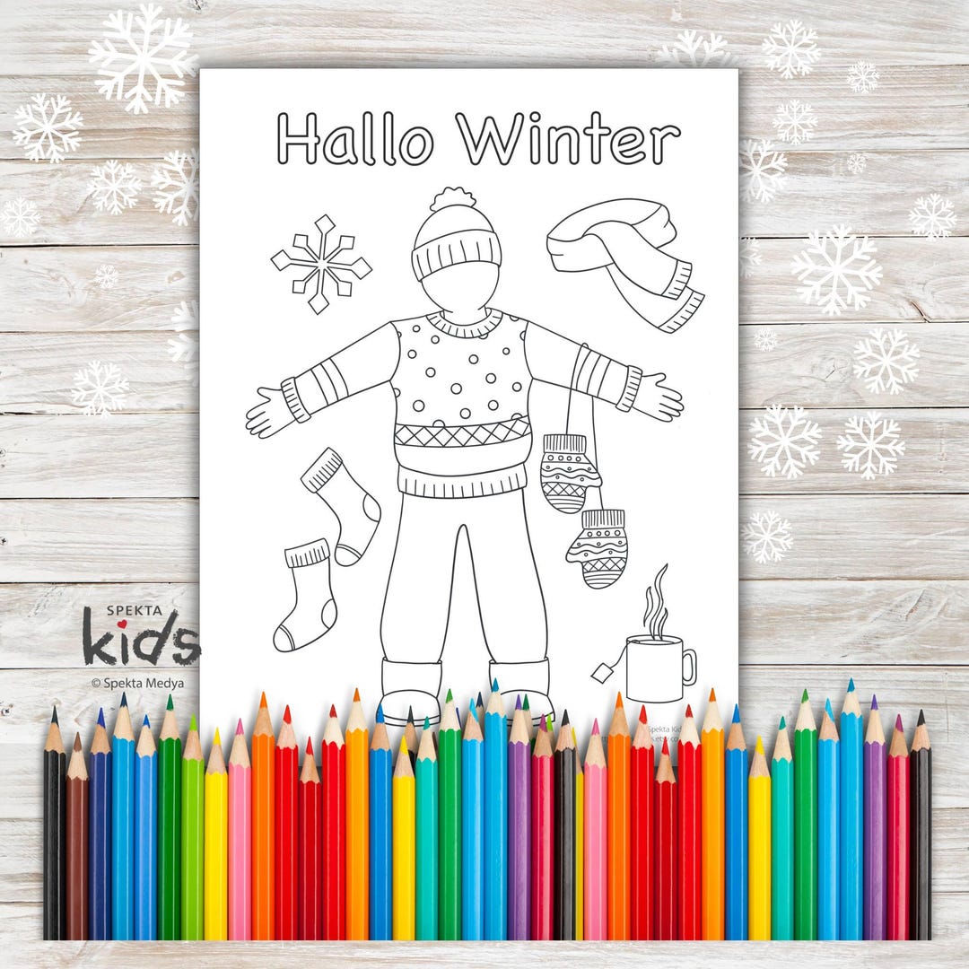 Winter Clothes Coloring Sheet - Perfect for Holiday Creativity and ...