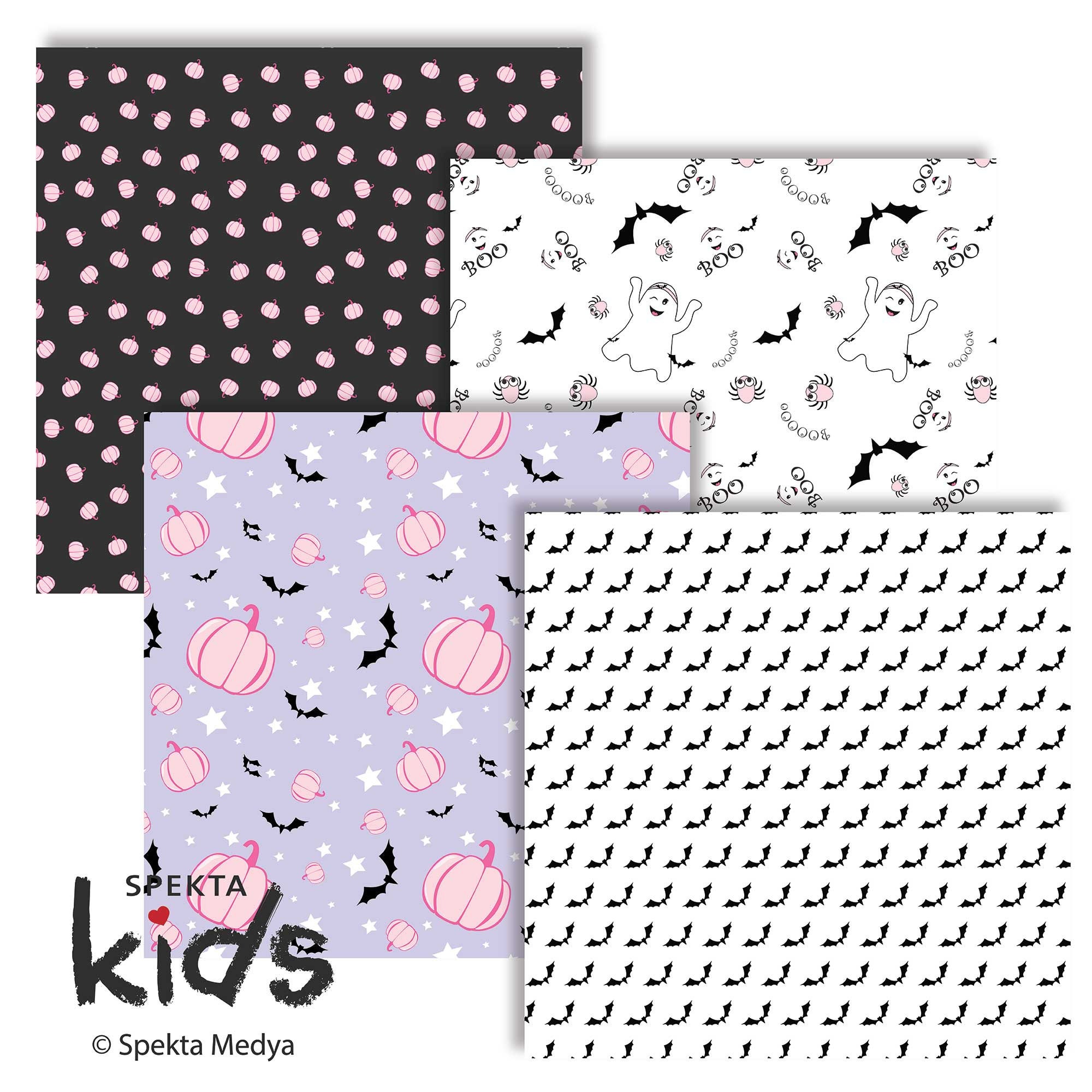 Halloween Pink Digital Paper Pack , Seamless Digital Scrapbook With ...