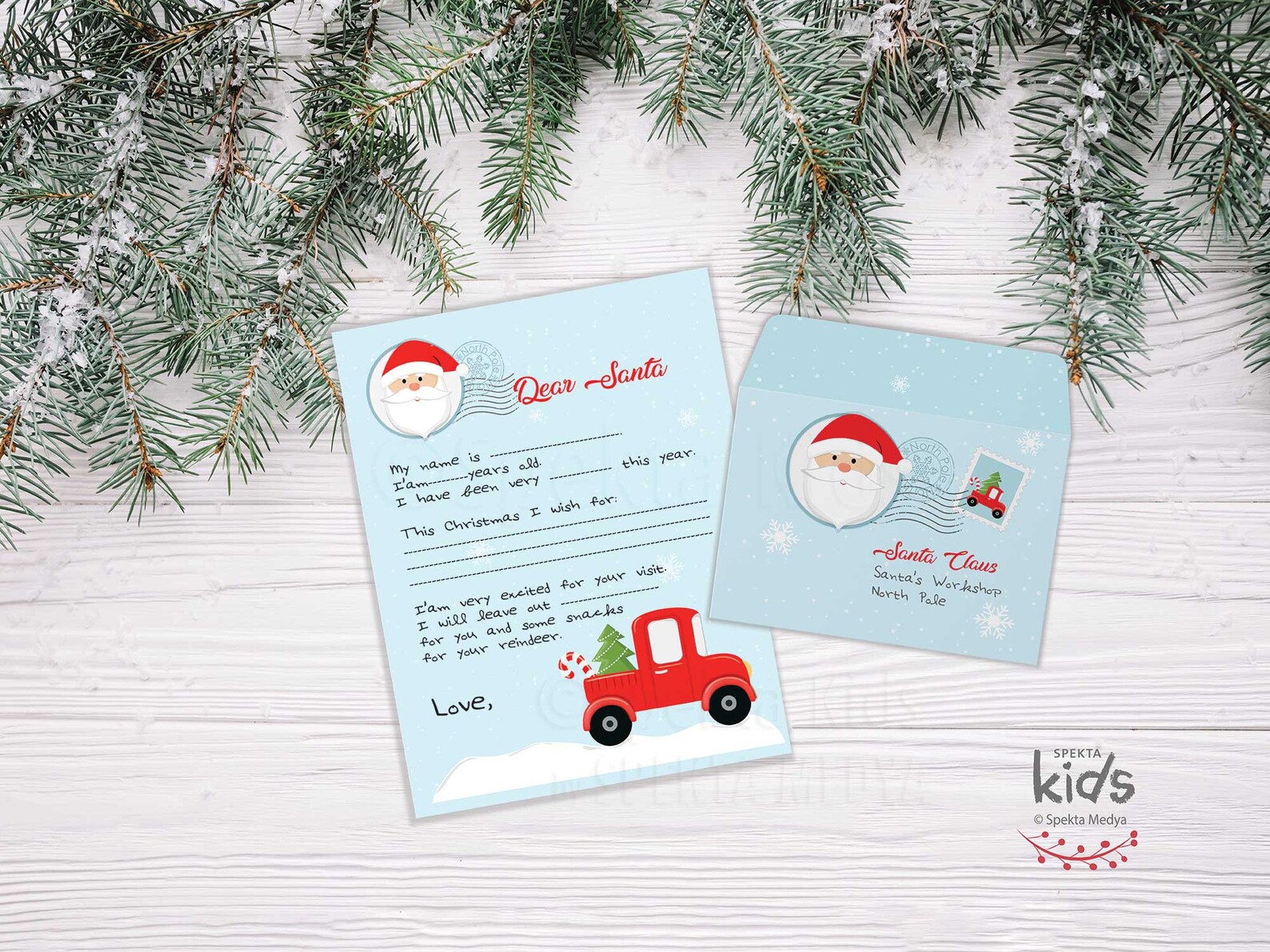 Printable Letter to Santa Kit With Envelope, Letter to Santa Template ...