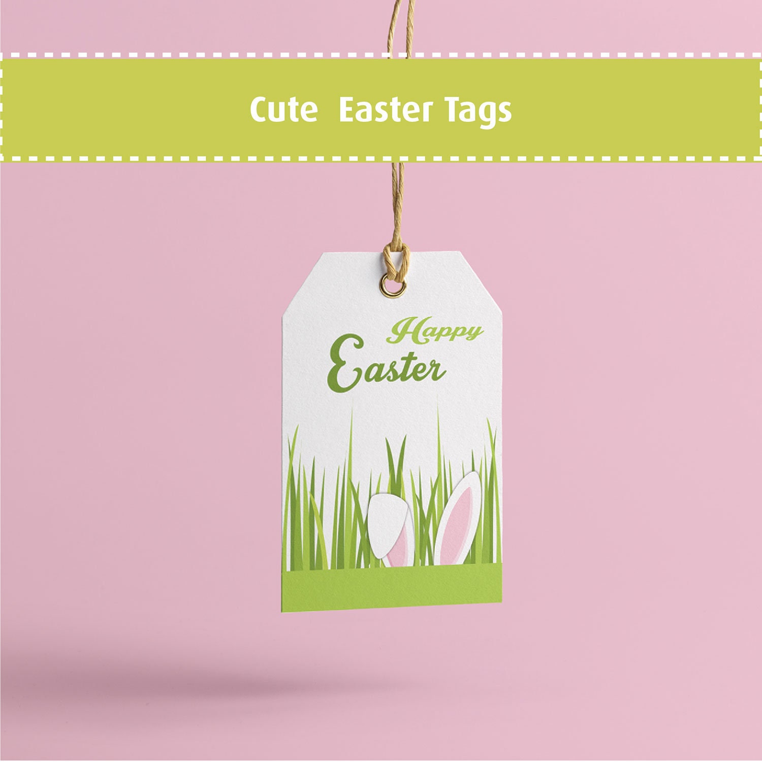 Printable Cute Bunny Tags, DIY Easter Tag, Easter Favor Tags, Grass ...