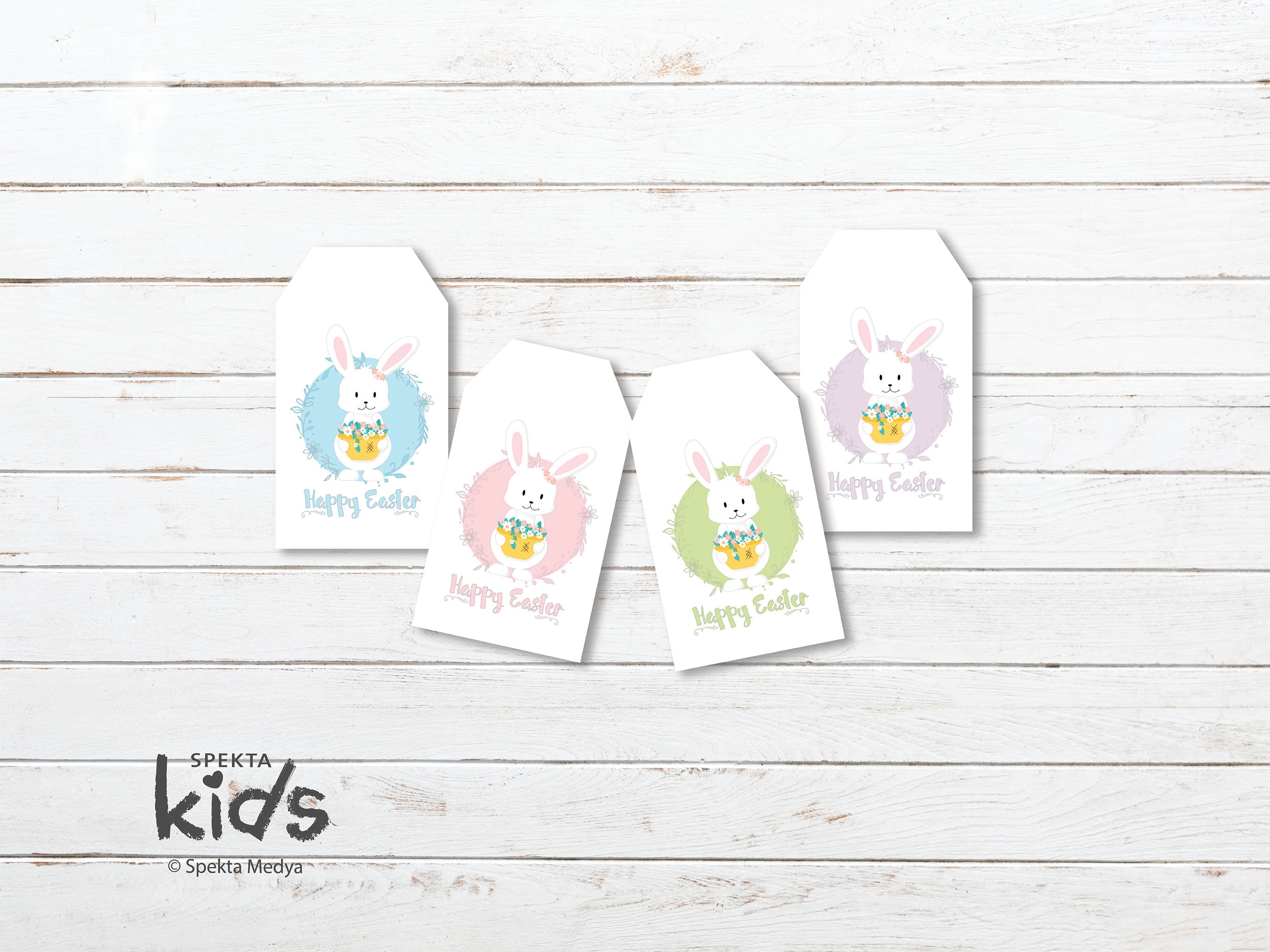 Printable Easter Bunny Favor Tags, Printable Easter Tags, Happy Easter ...