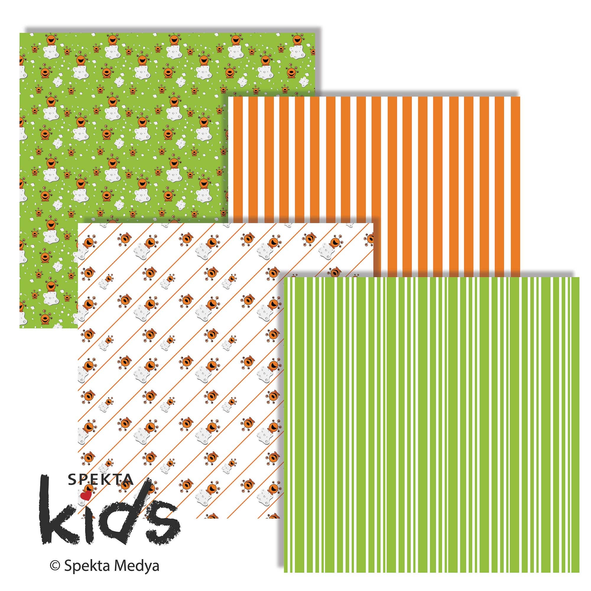 Cute Alien Digital Paper Pack , Seamless Digital Scrapbook With Baby ...