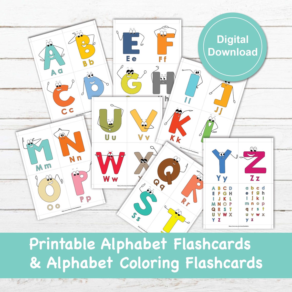 Printable Alphabet Flashcards Printable Alphabet Coloring - Etsy