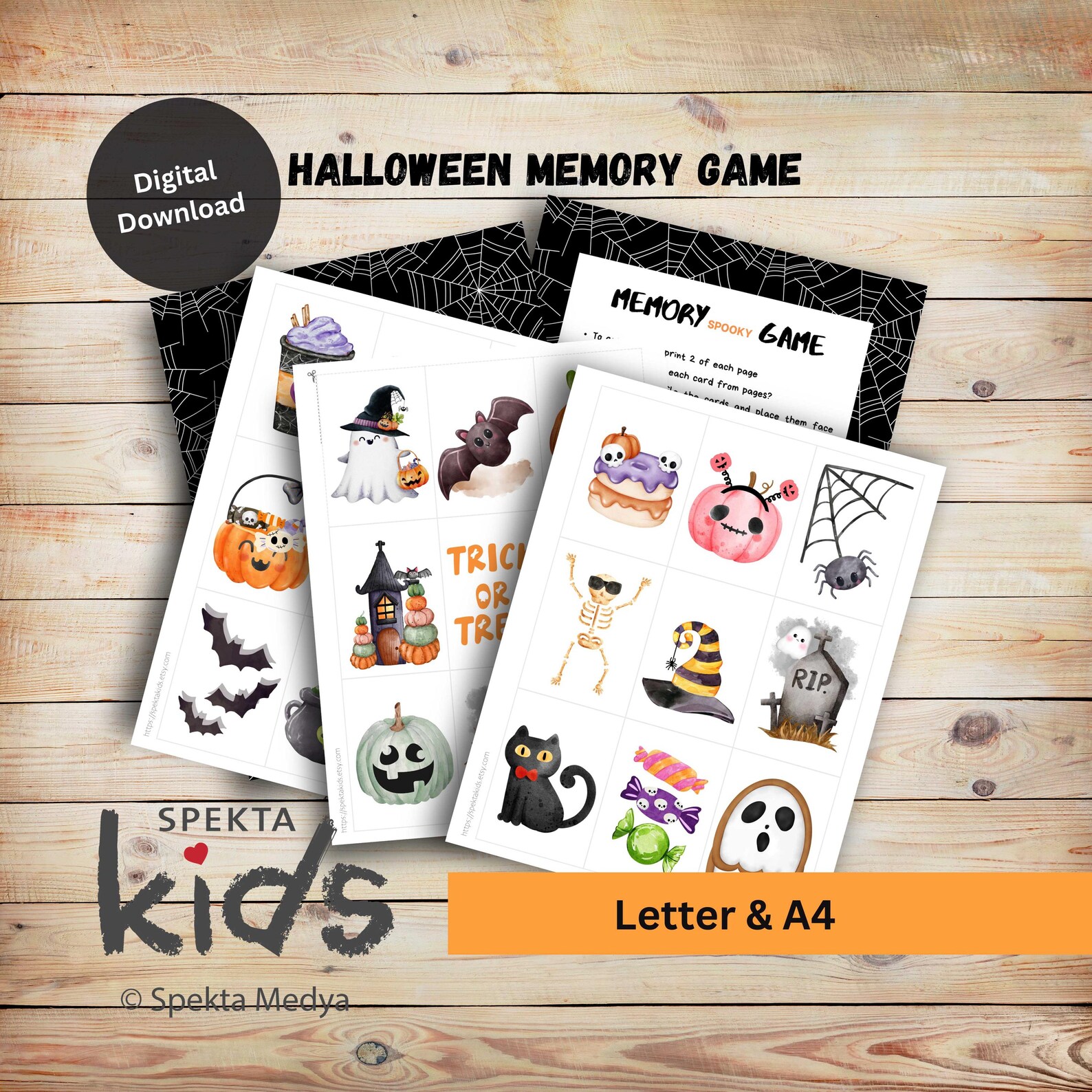 Fun Halloween Spooky Memory Game Printable for Kids, Educational ...