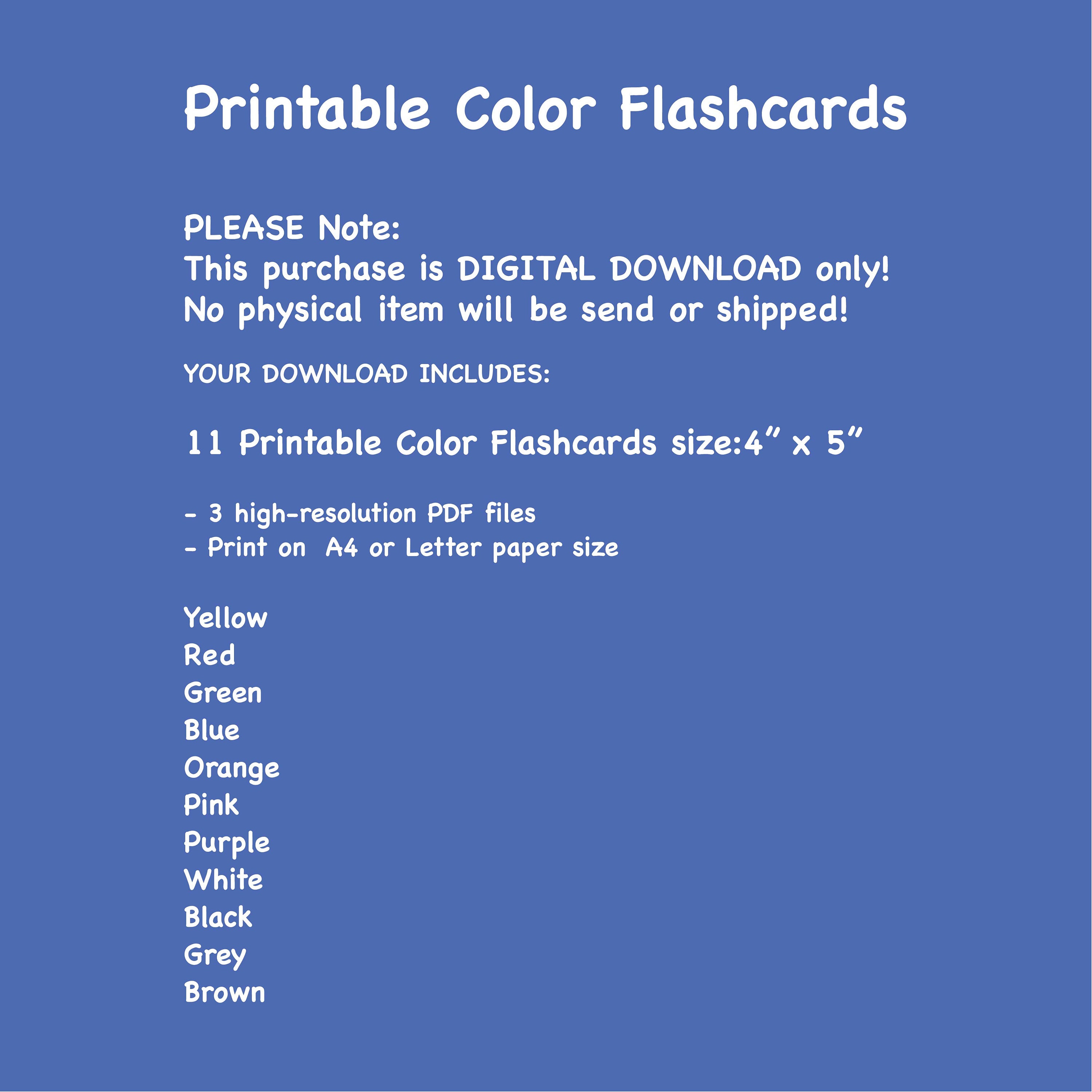 Printable Colors Flashcards,11 Basic Colors, Educational Flashcards ...
