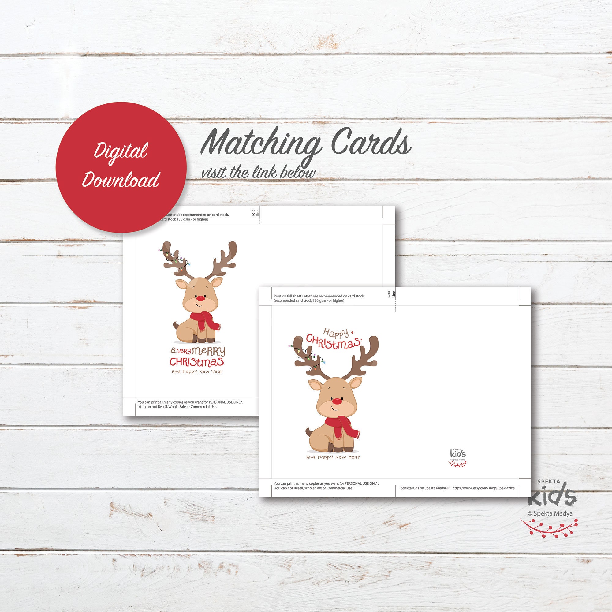 Printable Deer Christmas Tags, Instant Download PDF, Holiday Treat Tags ...