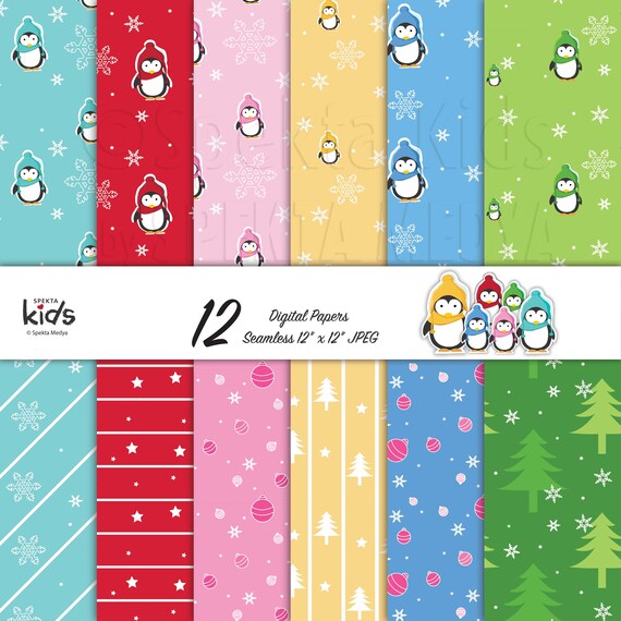 Paquete de papel digital de Navidad Seamless Hand Drawn | Etsy