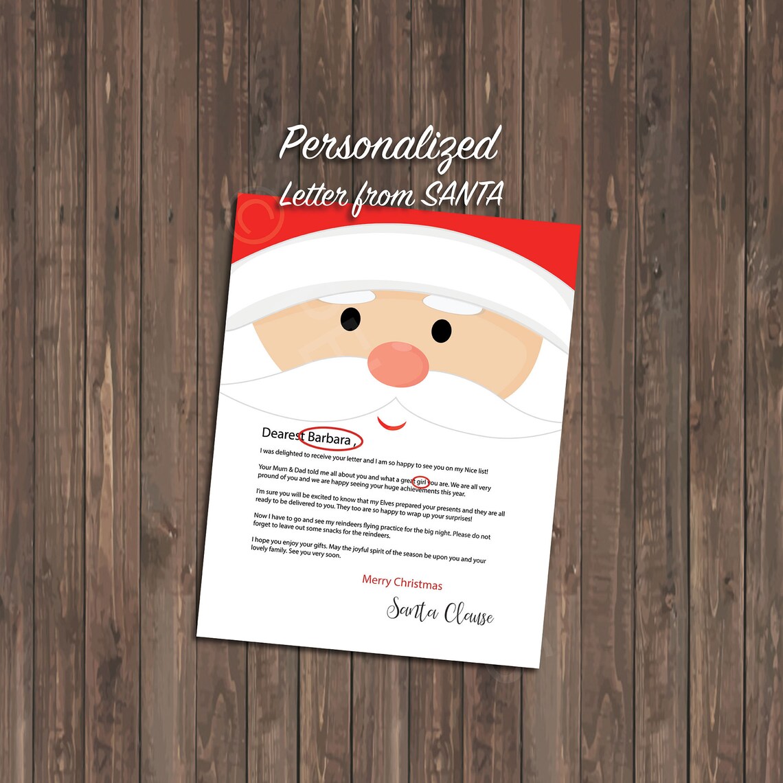 Personalized Printable Santa Letter From the North Pole, Cute Santa ...