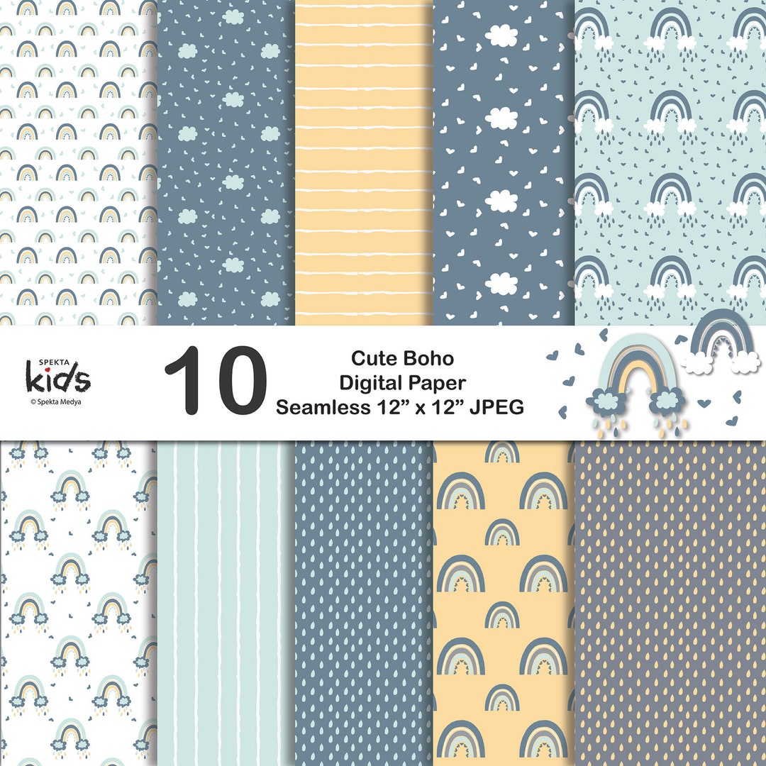 Boho Rainbow Digital Paper , Seamless Digital Papers for Scrapbooking ...