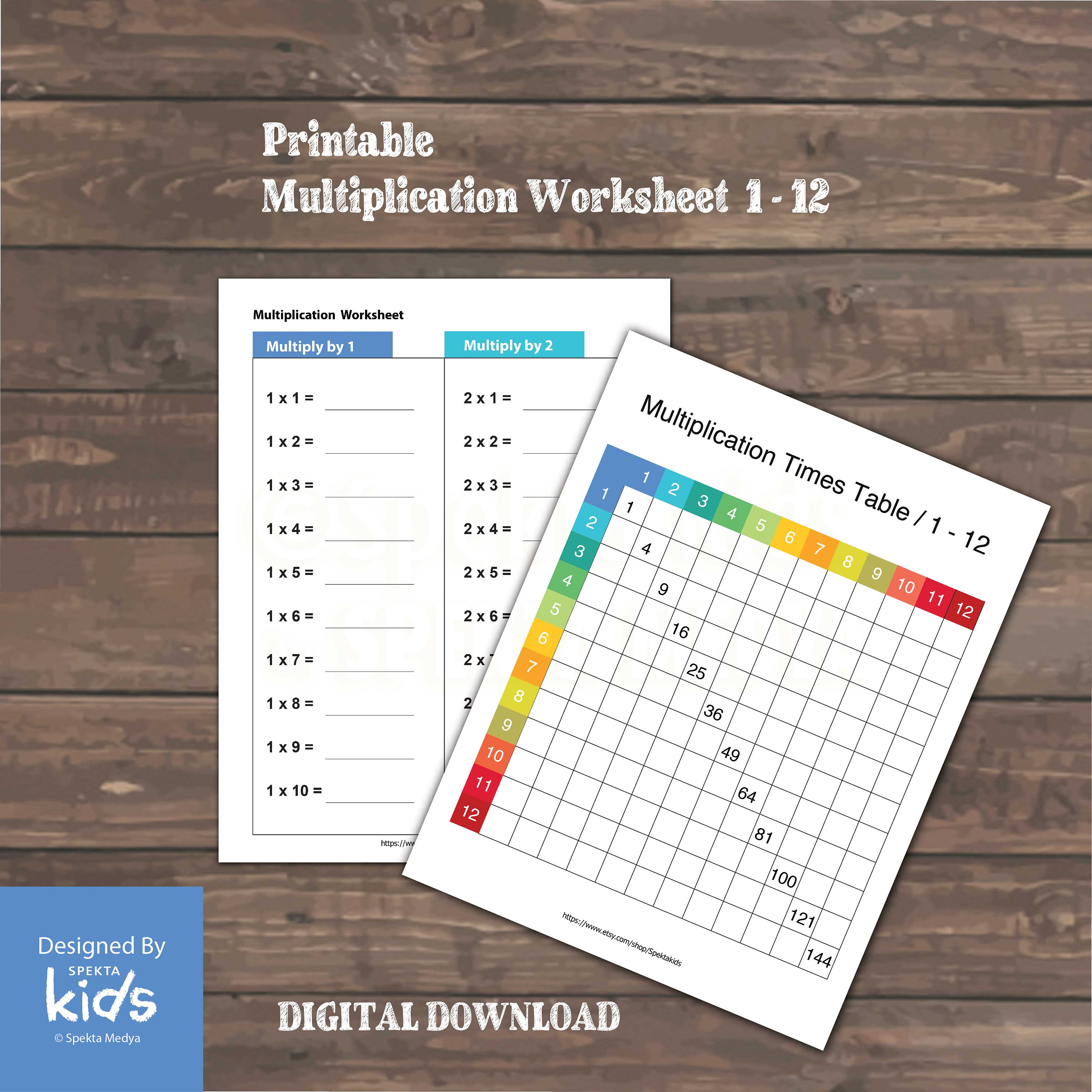 Printable Multiplication Worksheets 1 to 12 - Etsy