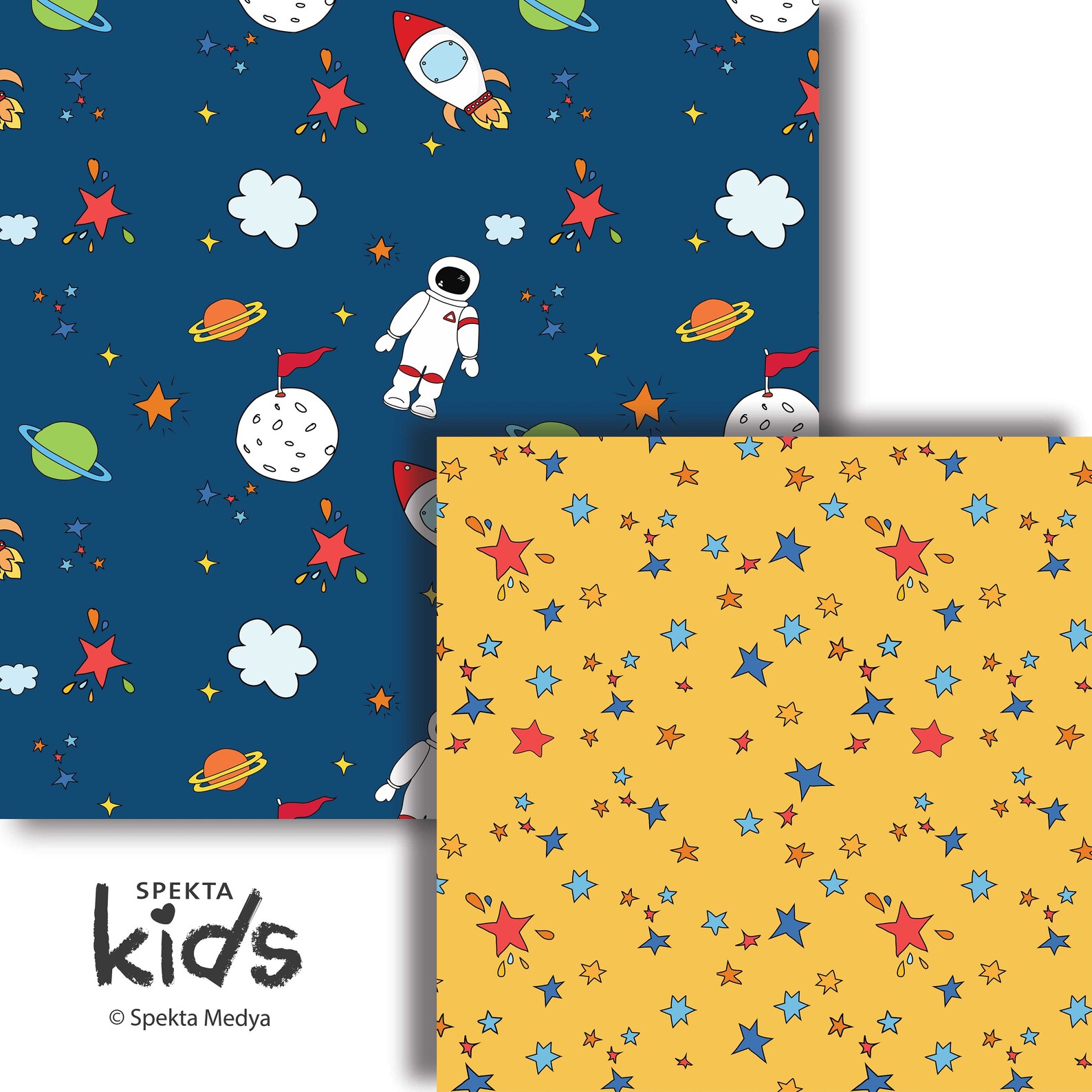 Space Digital Paper Pack , Seamless Digital Scrapbook With Astronaut ...