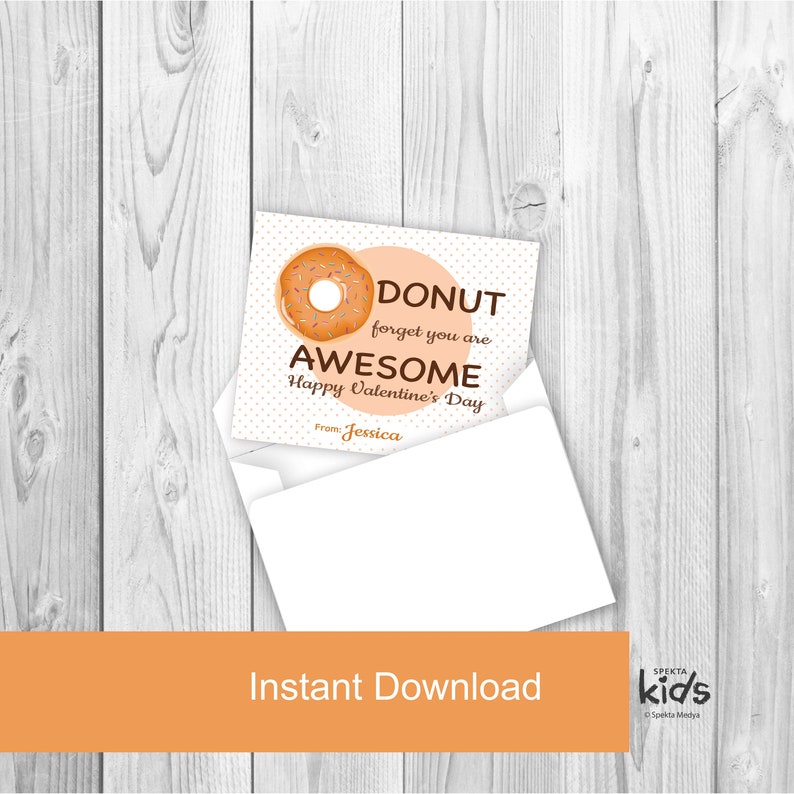 Printable Donut Valentine Cards for Kids, Donut Valentine Set, Donut ...