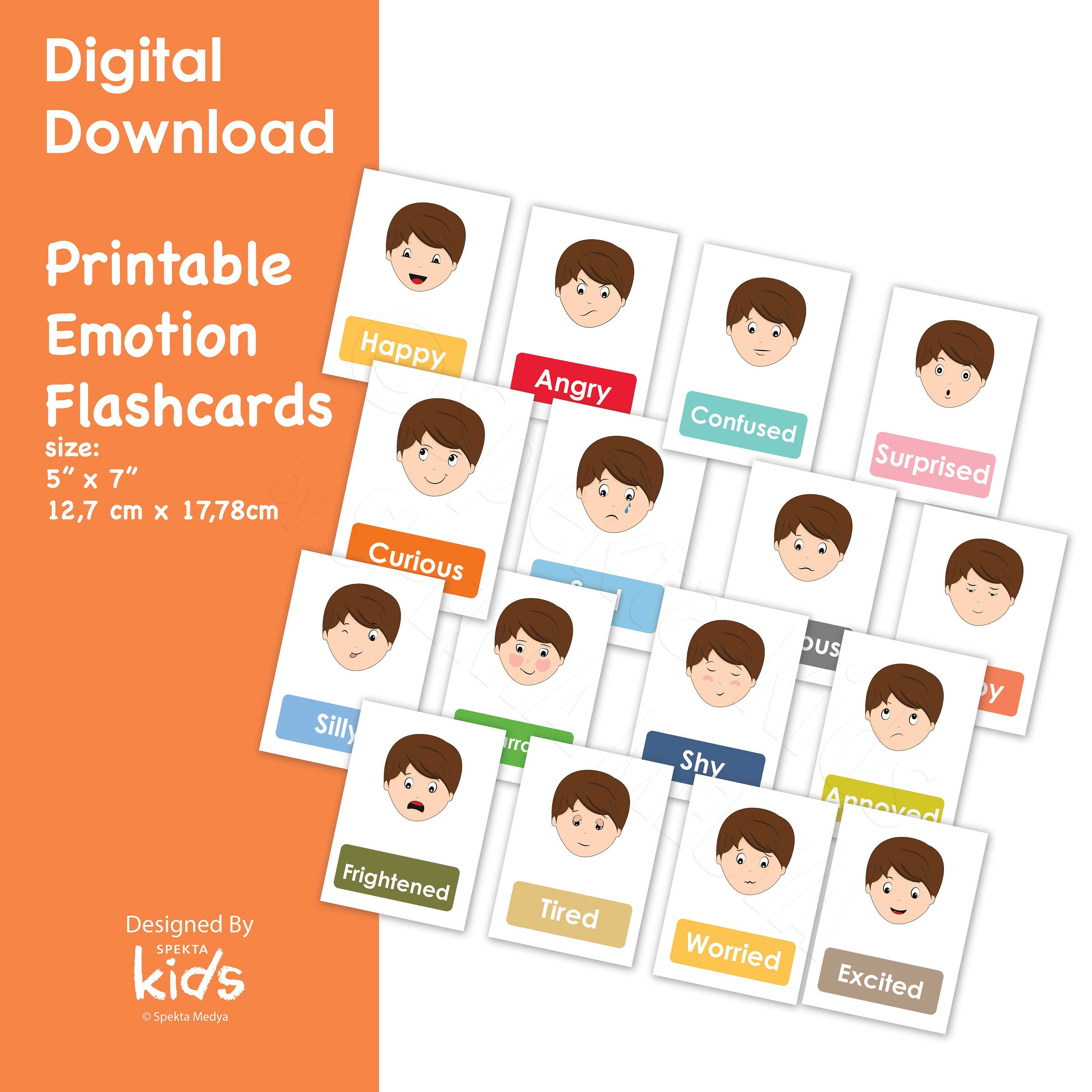 Printable Boy Emotions Flash Cards, Printable Flash Cards, Classroom ...