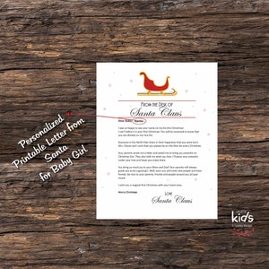 Personalized Baby's First Christmas Letter From Santa (digital Download ...