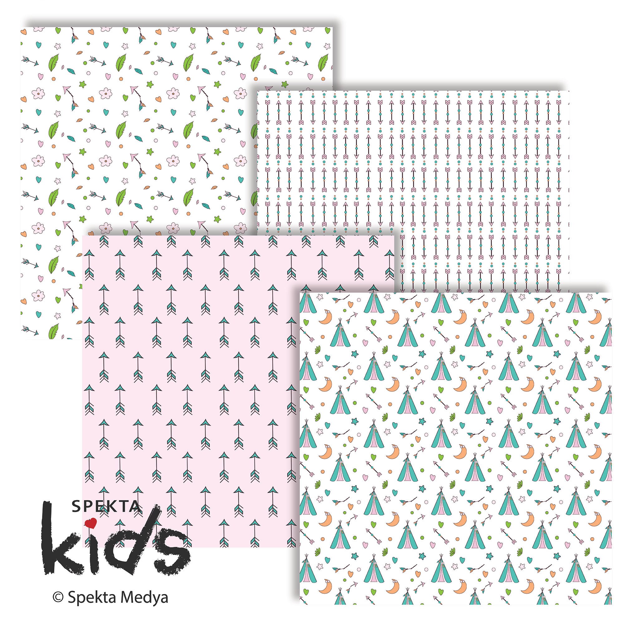 Tribal Digital Paper Kids, Seamless Digital Papers for Scrapbooking, 10 ...
