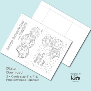 Father's Day Coloring Donut Cards - Etsy