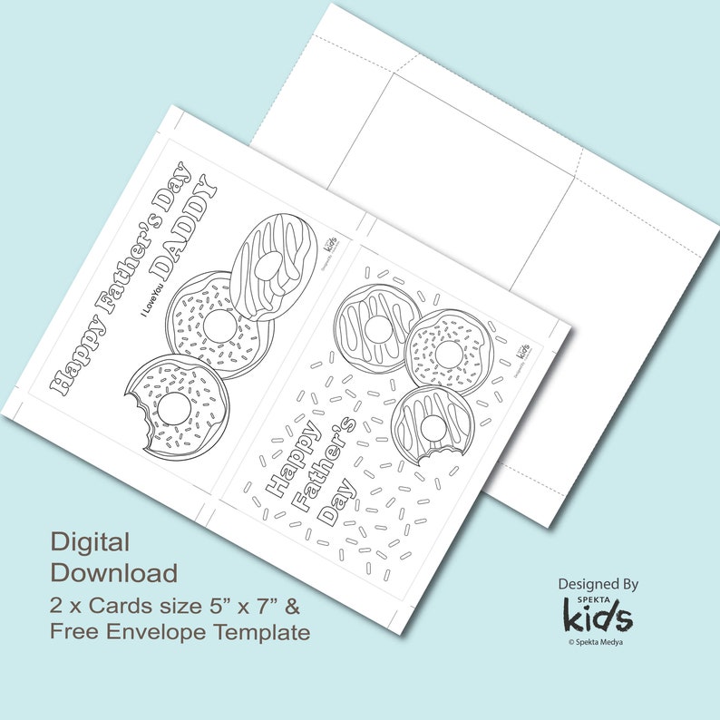 Father's Day Coloring Donut Cards - Etsy