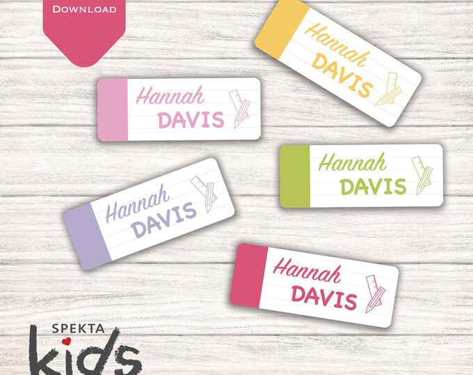 School Supply Labels Personalized Name Labels Kids Name Labels Name ...
