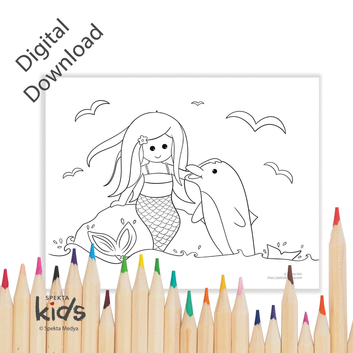 Mermaids Under the Sea Coloring Pages for Kids, Toddlers - Etsy