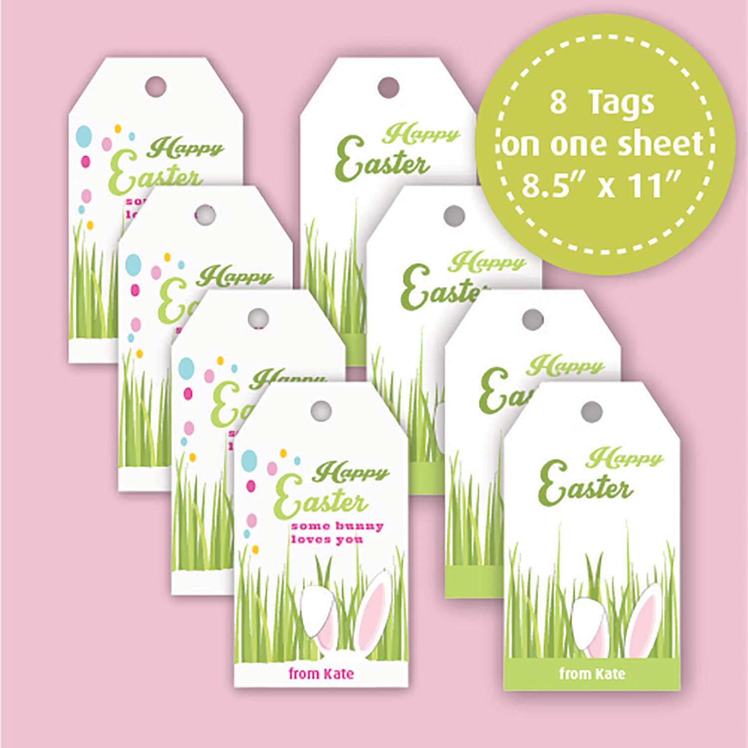 Printable Cute Bunny Tags, DIY Easter Tag, Easter Favor Tags, Grass ...