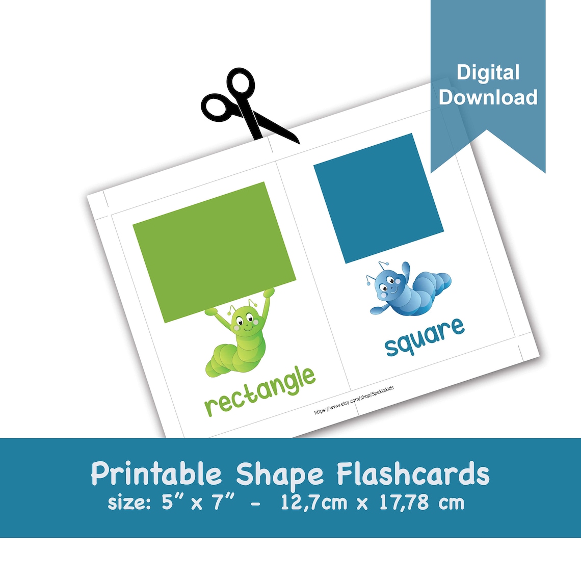 Printable Shapes Flashcards Set of 12, PDF Download, Basic Shapes Flash ...