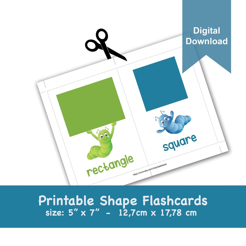 Printable Shapes Flashcards Set of 12, PDF Download, Basic Shapes Flash ...