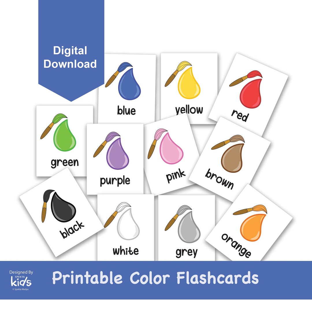 Printable Colors Flashcards,11 Basic Colors, Educational Flashcards ...