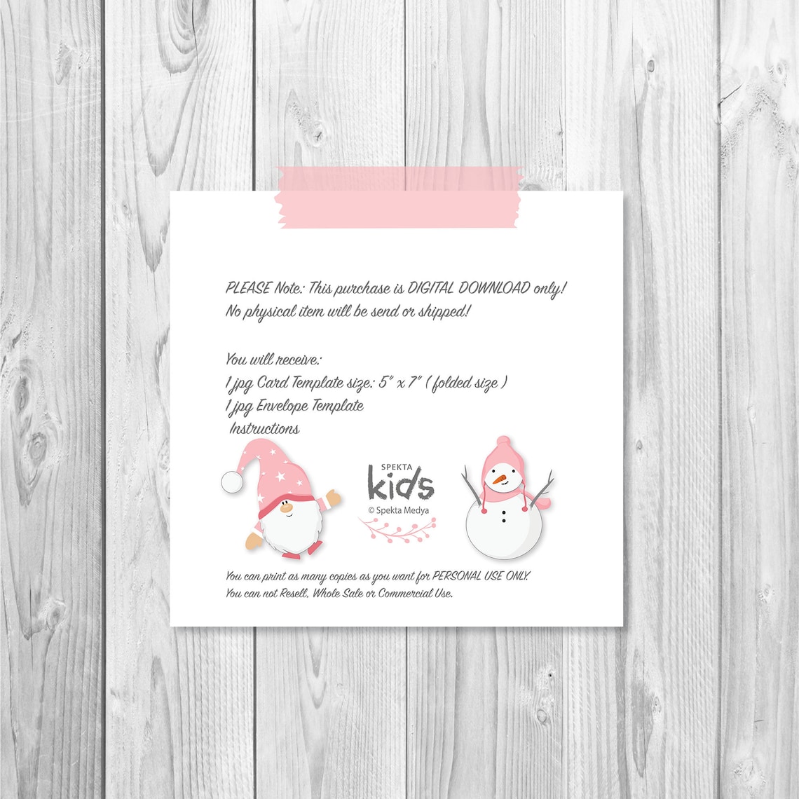Printable Pink Christmas Card Cute Printable Christmas Card - Etsy