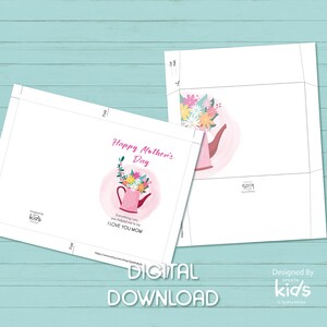 Printable Mothers Day Card Watering Can With Flowers, Printable Mothers ...