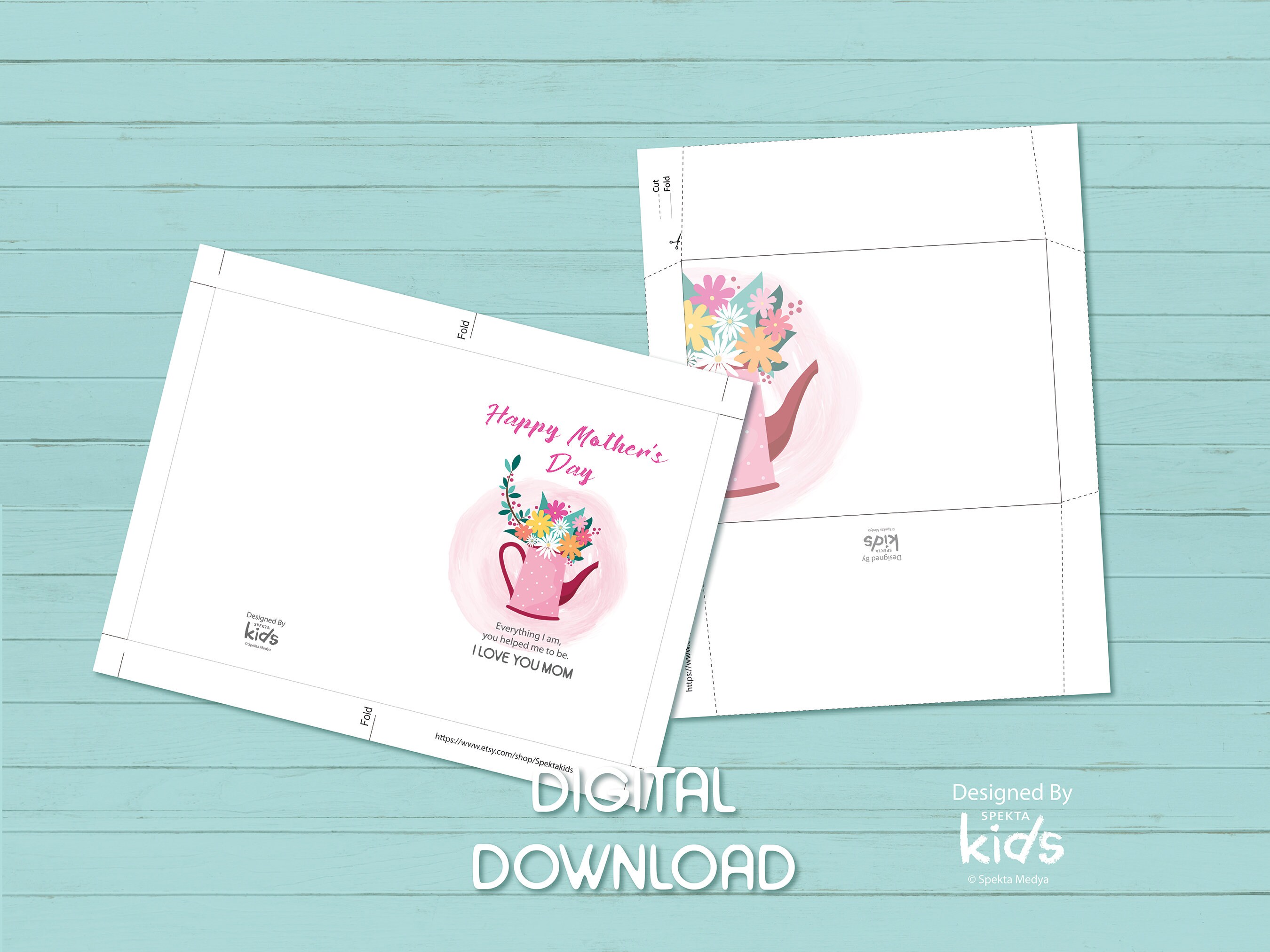 Printable Mother's Day Card, Watering Can Flowers (digital Download) - Etsy