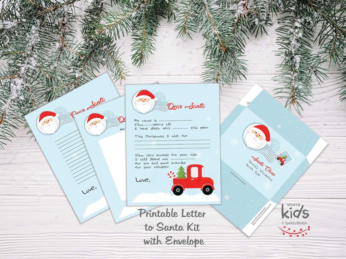 Printable Letter to Santa Kit With Envelope Letter to Santa - Etsy
