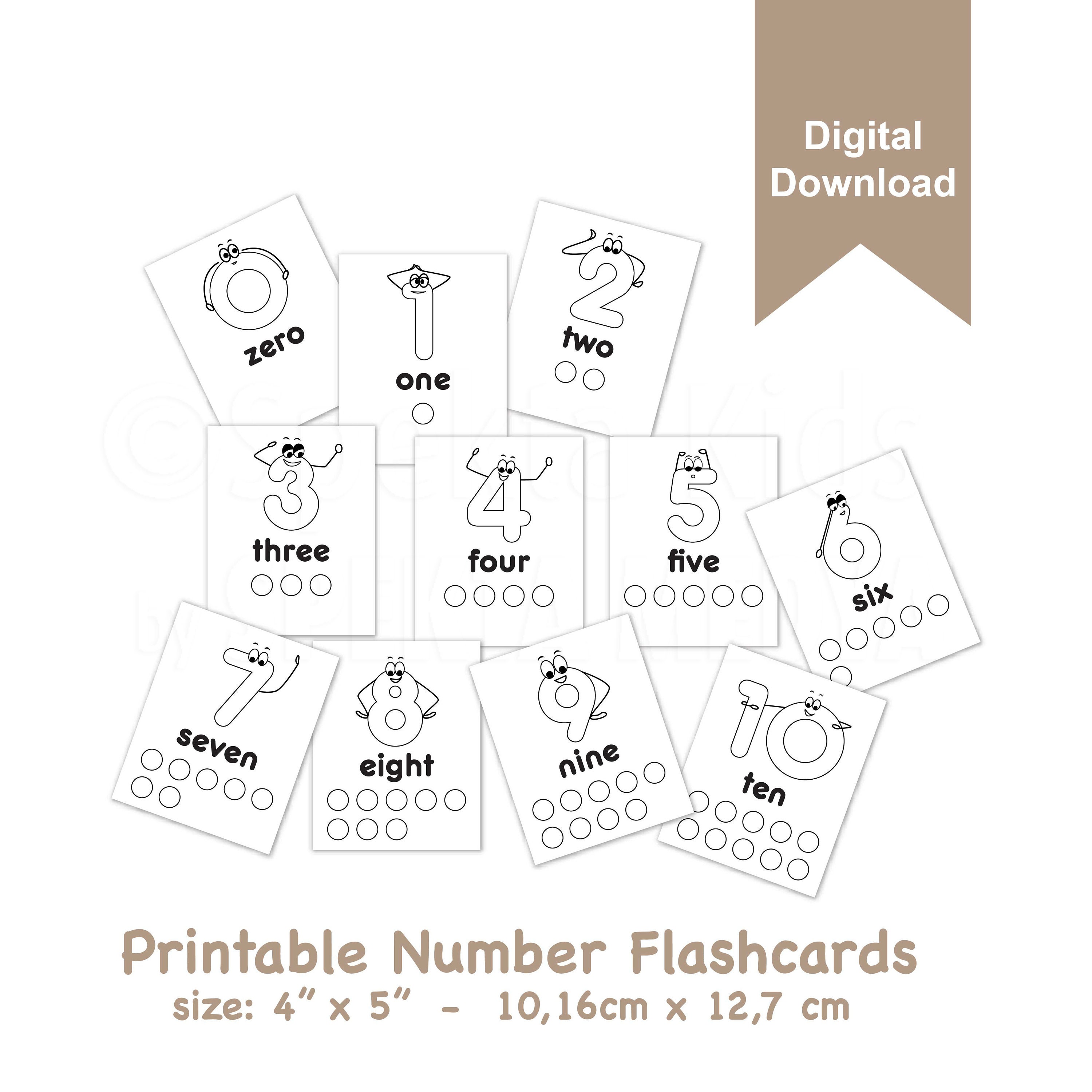 Printable Number Flashcards 0-10, Coloring Preschool Activity (digital ...