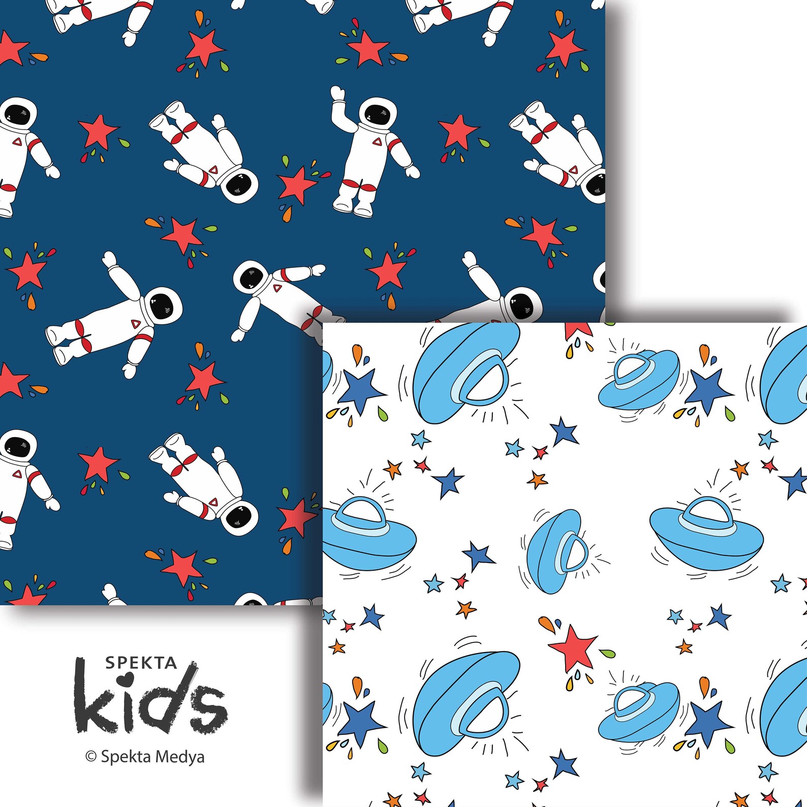 Space Digital Paper Pack , Seamless Digital Scrapbook With Astronaut ...