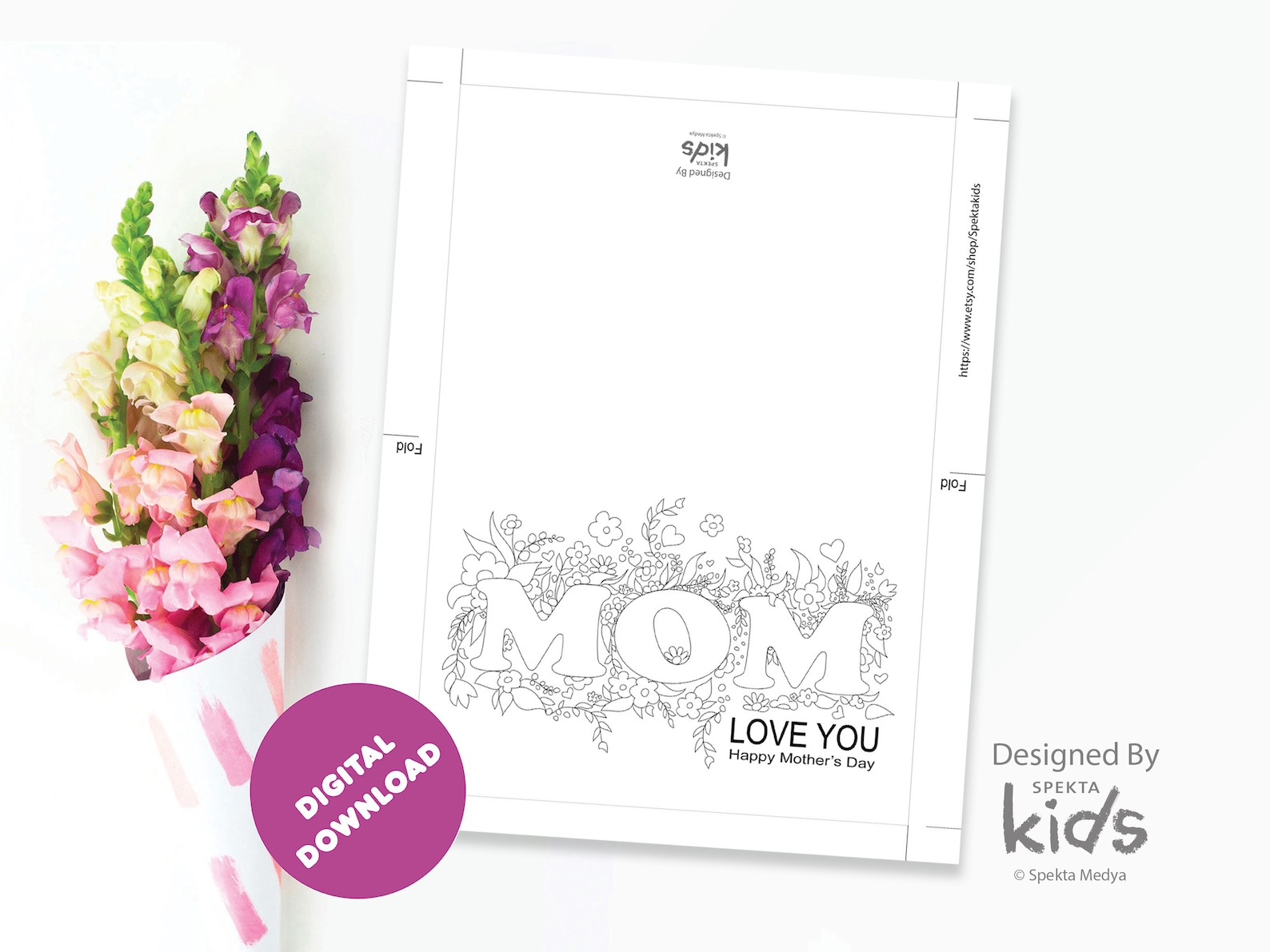 Printable Mothers Day Coloring Card Kids, Printable Mothers Day Card ...